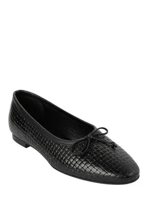 MENINA STEP Amelie Woven Leather Ballet Flats - Black
