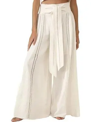 GUADALUPE DESIGN Rio Wide-Leg Pants With Lace Detail White