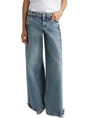Stella McCartney Lacing Denim Wide-leg Jeans - Mid Blue