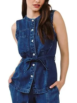 Bella Dahl Seamed Belted Vest - Horizon Blue Wash