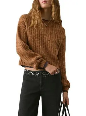 Mango Chunky Crop Sweater - Caramel