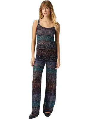 MISSONI Chevron Lamé Viscose Sleeveless Crewneck Top With Sequins