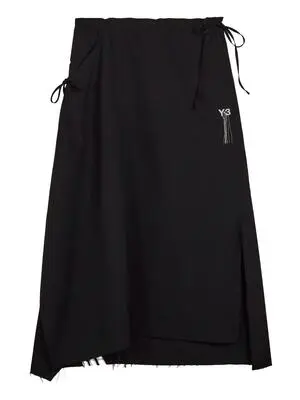 Y - 3 Uniform Raw" Midi Skirt - Black