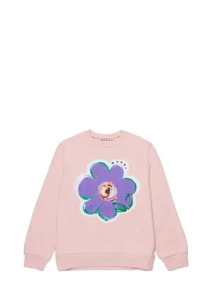 Marni Sweatshirt With Floral Logo - Pink