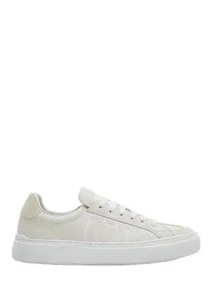 FERRAGAMO Gancini Leather Sneakers - Bianco