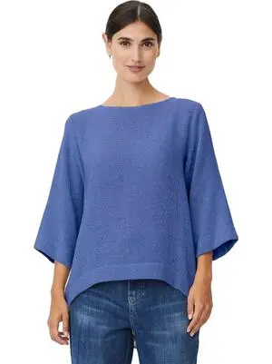 MASAI COPENHAGEN Dovinia 3/4 Sleeve Round Neck Blouse - Gray Blue