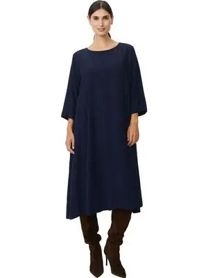 MASAI COPENHAGEN Nabia 3/4 Sleeve A-line Midi Dress - Navy Blazer
