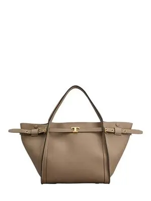 TOD'S T Timeless Leather Shopping Bag - Creta Chiaro