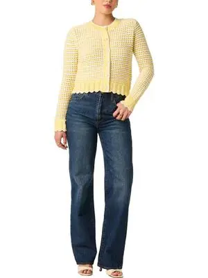 Astr The Label Karly Open Stitch Cardigan - Off White Yellow