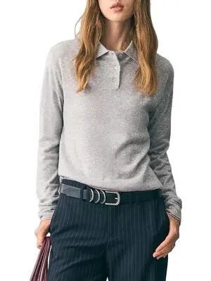 MANGO Polo Neckline Fine Knit Sweater