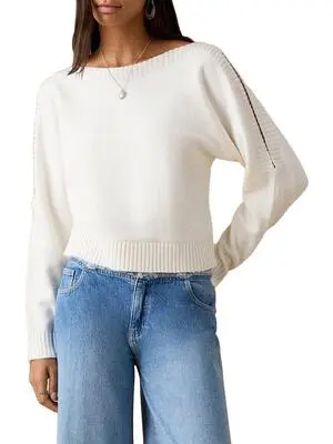 Mango Cutout Knit Sweater - White