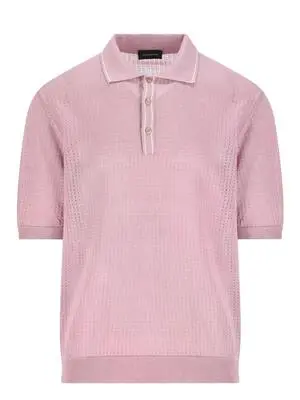 Tagliatore Openwork Buttoned Polo Shirt - Pink