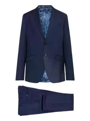 Etro Single-breasted Wool Suit - Blue