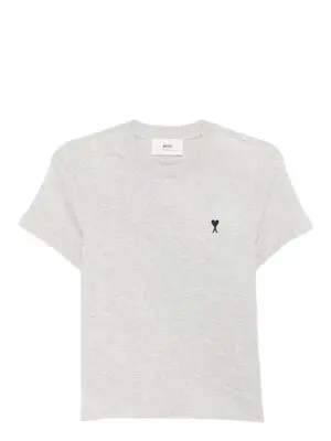 Ami Logo-embroidered Cotton T-shirt - Grey