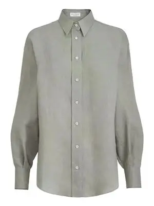 Brunello Cucinelli Monili Linen Shirt - Green