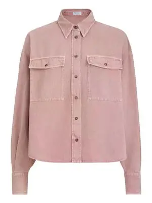 Brunello Cucinelli Garment-dyed Flap-pocket Shirt - Pink