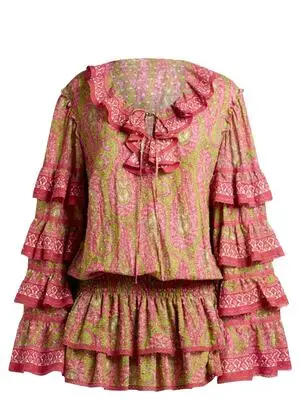 Etro Ruffled Paisley-print Mini Dress - Pink