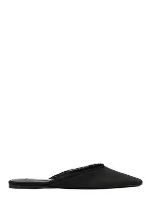 TOTEME Frayed Satin Lounge Slippers - Black