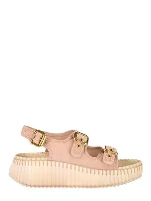 Chloé Nama Buckle Strap Flatform Sandals - Pink