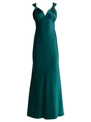 St. John V-neck Gown - Green