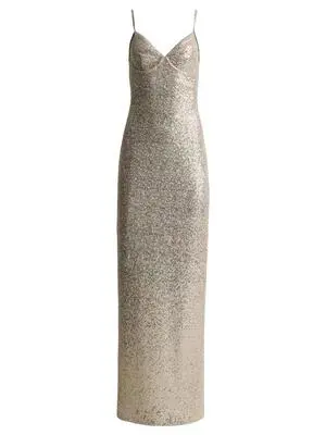 St. John Sequin Embellished Maxi Dress - Neutrals