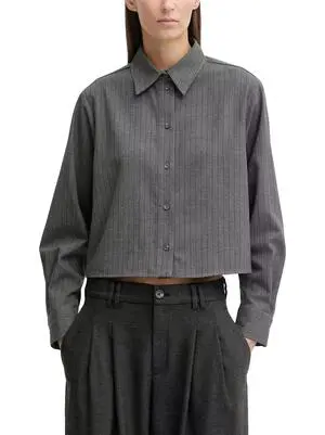 Marc O'polo Pinstripe Cropped Shirt - Grey
