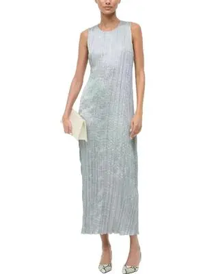 Staud Mizu Sleeveless Midi Dress - Silver