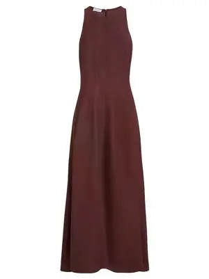 Brunello Cucinelli Fluid Twill Midi Dress - Red