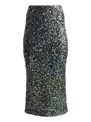 ST. JOHN Paillette Embellished Midi Skirt