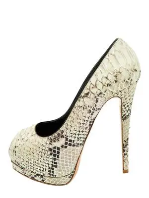 GIUSEPPE ZANOTTI Sharon Embossed Leather Pumps - Neutrals