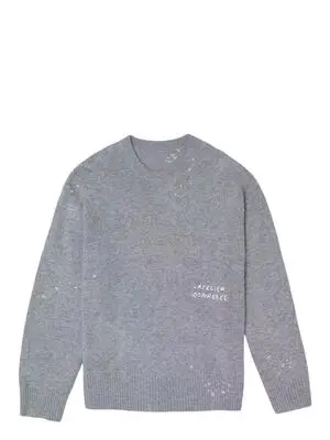 DOMREBEL Embroidered Crew-neck Wool-blend Sweater - Grey