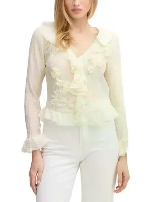 HOSS INTROPIA Ruffled Floral Blouse - Neutrals