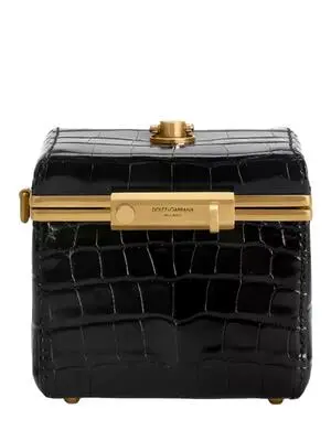 Dolce & Gabbana Croc-effect Top Handle Makeup Bag - Black