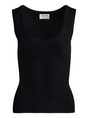 St. John Scoop-neck Knit Tank Top - Black