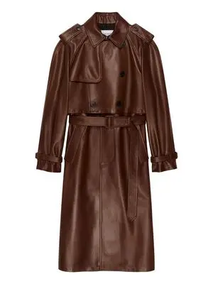 Givenchy Leather Trench Coat - Dark Brown