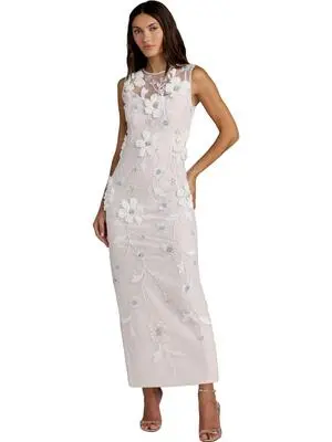 Mac Duggal Embellished Lace Column Gown - Ivory