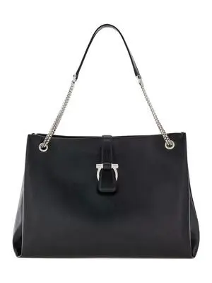FERRAGAMO Hardware Chain Tote Bag - Black