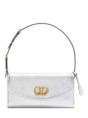 Valentino Garavani Small Shoulder Bag With Logo - Silver
