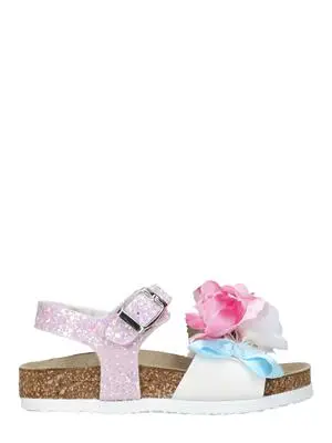 Monnalisa Floral-appliqué Sandals - Pink