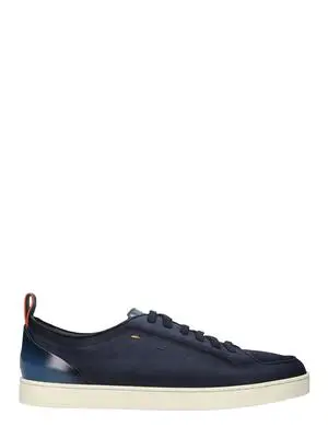 Santoni Nubuck Leather Sneakers - Navy