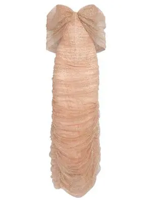 SANDRA MANSOUR La Rose Tulle Draped Gown - Pink