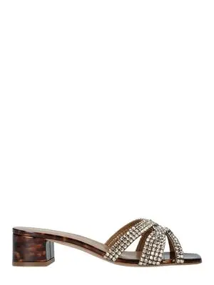 GINA Patent Leather Cornelia Mules - Brown