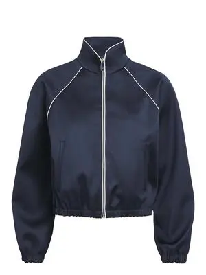 Sandro Satin Piped Bomber Jacket - Blue
