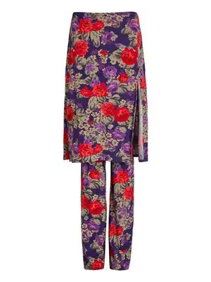 Acne Studios Intessa Skirt-effect Floral Stretch-jersey Trousers - Multicoloured