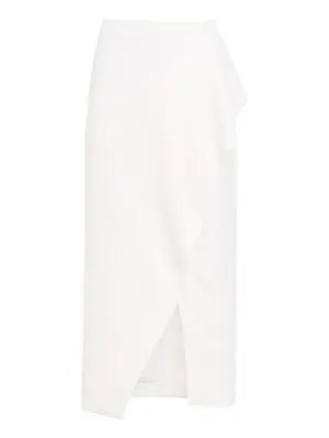 Khaite Jaia Wrap-effect Wool Midi Skirt - Cream
