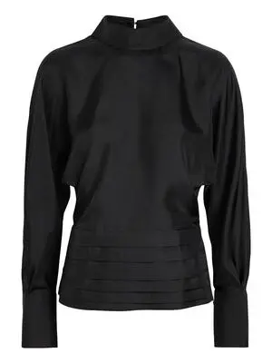 RÓHE Reversed-collar Silk Top - Black