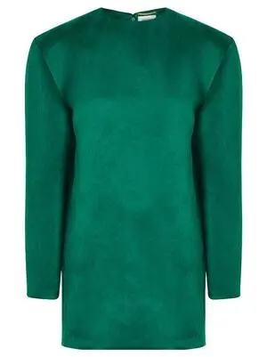 Saint Laurent Brushed Silk Mini Dress - Green