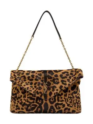 Saint Laurent Envelope Print Calf-hair Pouch - Leopard