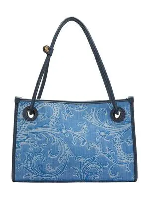 Etro Jacquard And Leather Tote Bag - Denim