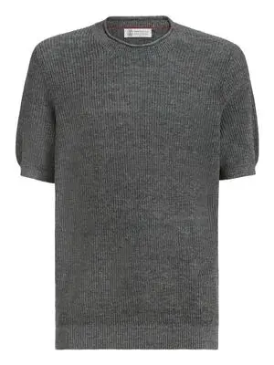 Brunello Cucinelli Ribbed T-shirt - Grey